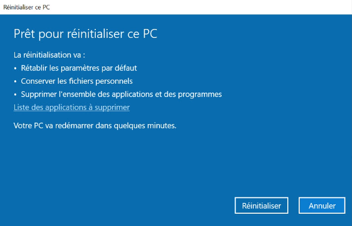 Comment réinitialiser son PC